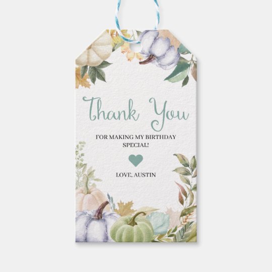 Fall Pumpkin Autumn Thank You Favor Tag | Zazzle.com