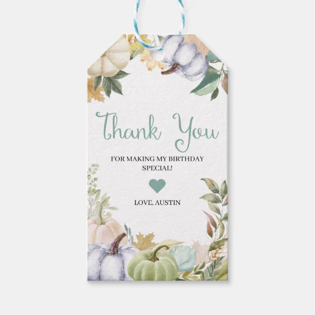 Fall Pumpkin Autumn Thank You Favor Tag | Zazzle