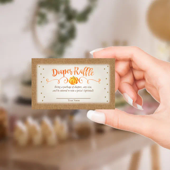Fall Pumpkin Baby Shower Diaper Raffle Card | Zazzle