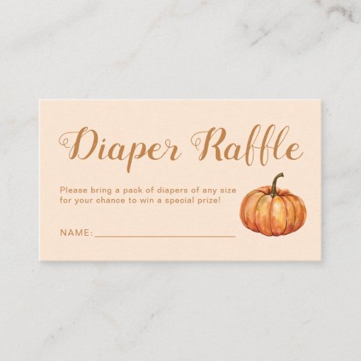 Fall Pumpkin Baby Shower Diaper Raffle Enclosure Card | Zazzle