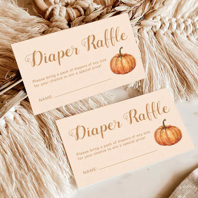 Fall Pumpkin Baby Shower Diaper Raffle Enclosure Card | Zazzle