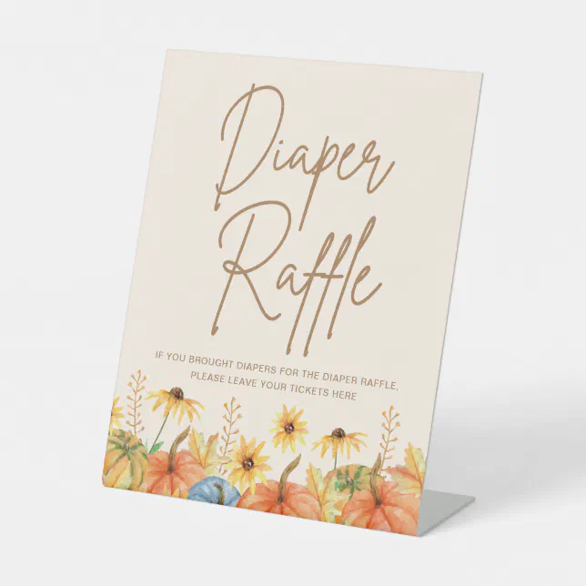 Fall Pumpkin Baby Shower Diaper Raffle Pedestal Sign | Zazzle