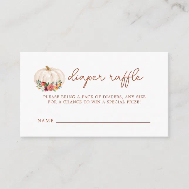 Fall Pumpkin Baby Shower Diaper Raffle Tickets Enclosure Card | Zazzle