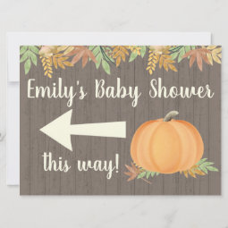 Fall Pumpkin Baby Shower Direction Sign Invitation | Zazzle