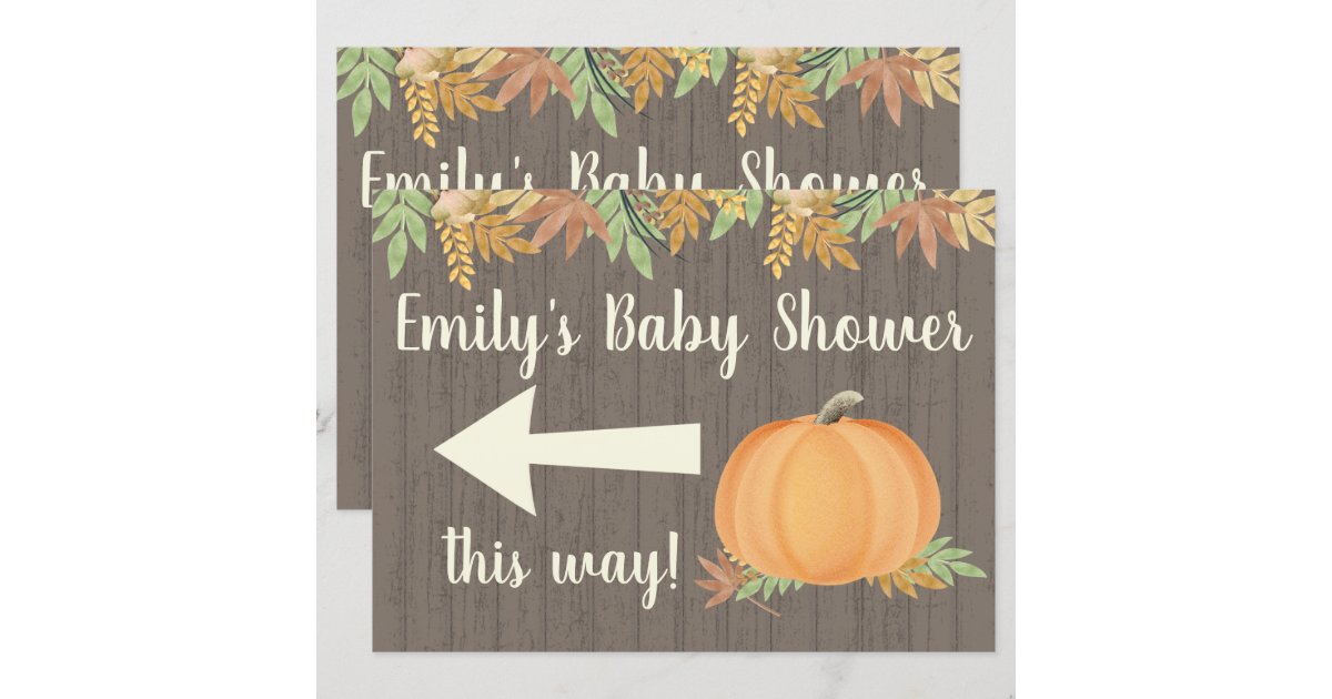Fall Pumpkin Baby Shower Direction Sign Invitation | Zazzle