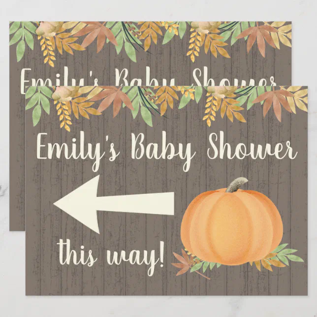 Fall Pumpkin Baby Shower Direction Sign Invitation | Zazzle