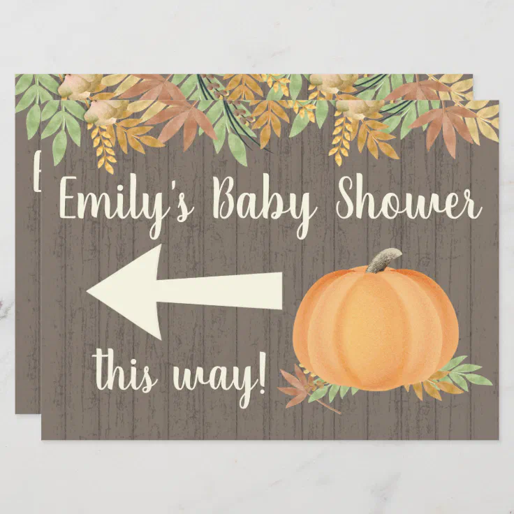 Fall Pumpkin Baby Shower Direction Sign Invitation | Zazzle