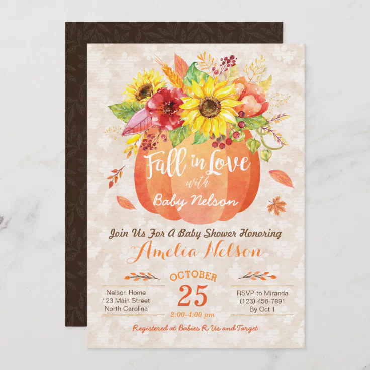 Fall Pumpkin Baby Shower Invitation | Zazzle