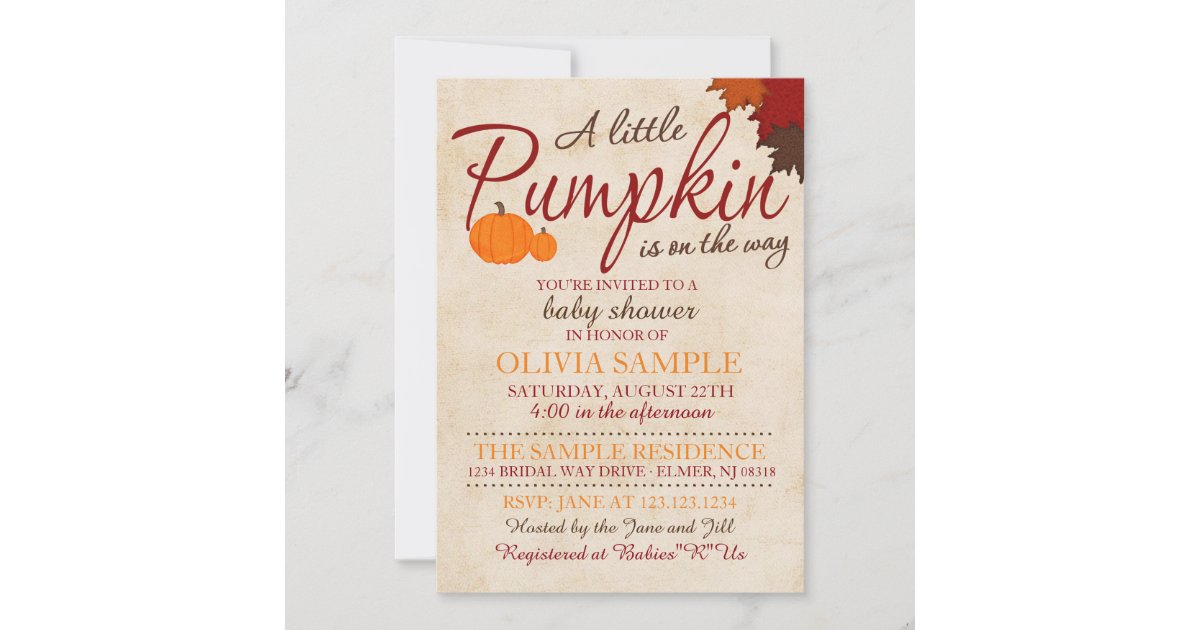 Fall Pumpkin Baby Shower Invitation | Zazzle