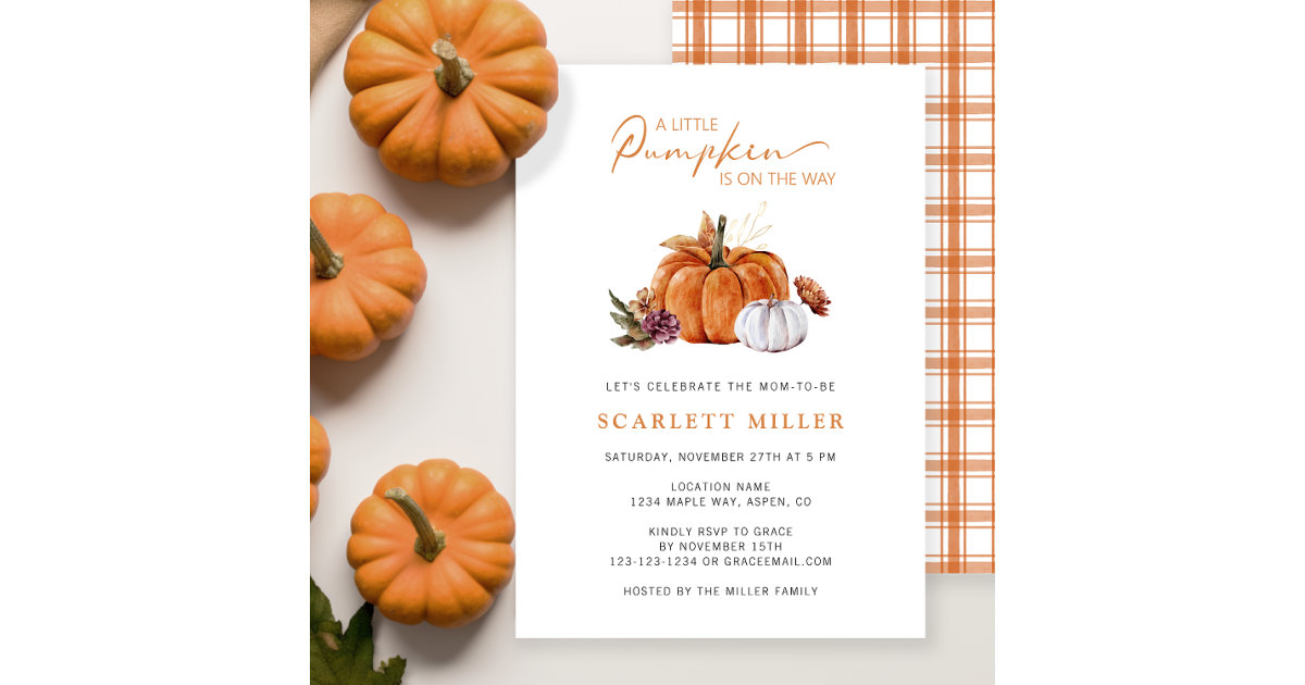 Fall Pumpkin Baby Shower Invitation | Zazzle