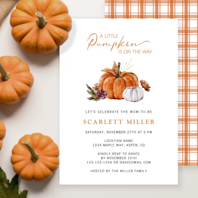 Fall Pumpkin Baby Shower Invitation | Zazzle