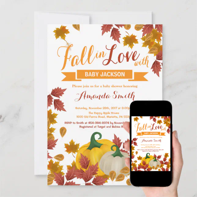 Fall Pumpkin Baby Shower invitation | Zazzle
