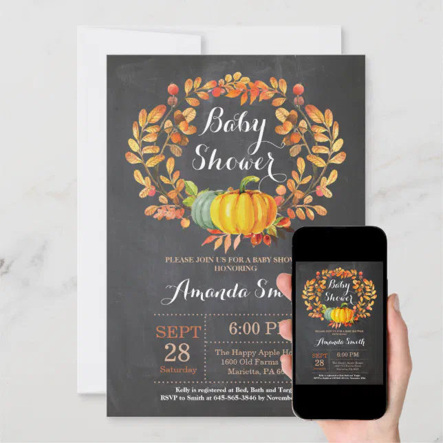 Fall Pumpkin Baby Shower Invitation Card | Zazzle
