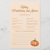 Fall Pumpkin Baby Shower Predictions Advice Game | Zazzle