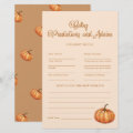 Fall Pumpkin Baby Shower Predictions Advice Game | Zazzle