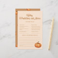Fall Pumpkin Baby Shower Predictions Advice Game | Zazzle