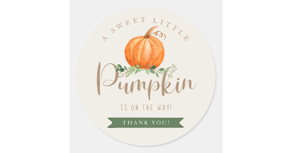 Fall Pumpkin Baby Shower Thank You Sticker | Zazzle