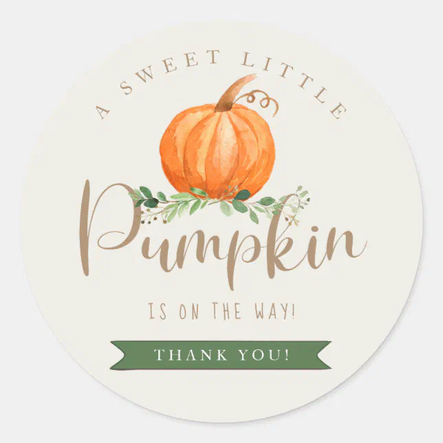 Fall Pumpkin Baby Shower Thank You Sticker | Zazzle