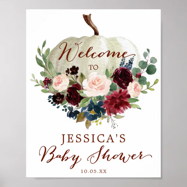 Fall Pumpkin Baby Shower Welcome Sign | Zazzle