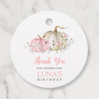 Fall Pumpkin Birthday Favor Tags | Zazzle
