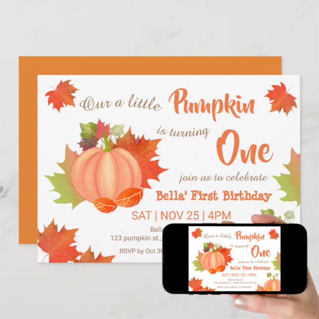 Fall Pumpkin Birthday Invitations | Zazzle