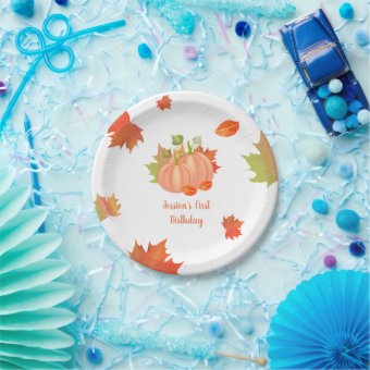 Fall Pumpkin Birthday Party Paper Plates | Zazzle