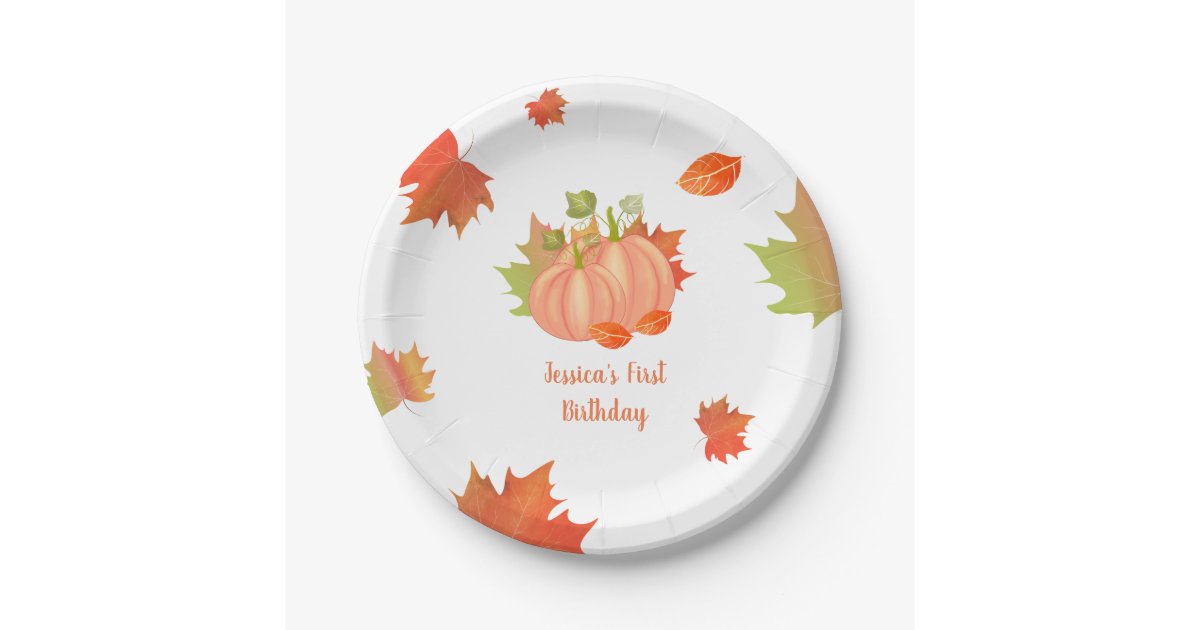 Fall Pumpkin Birthday Party Paper Plates | Zazzle