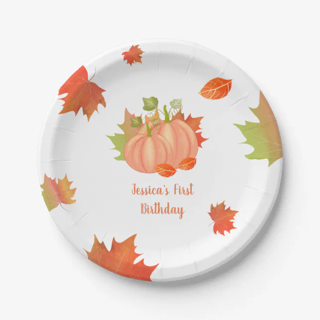 Fall Pumpkin Birthday Party Paper Plates | Zazzle