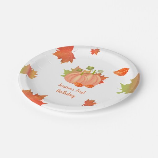 Fall Pumpkin Birthday Party Paper Plates | Zazzle