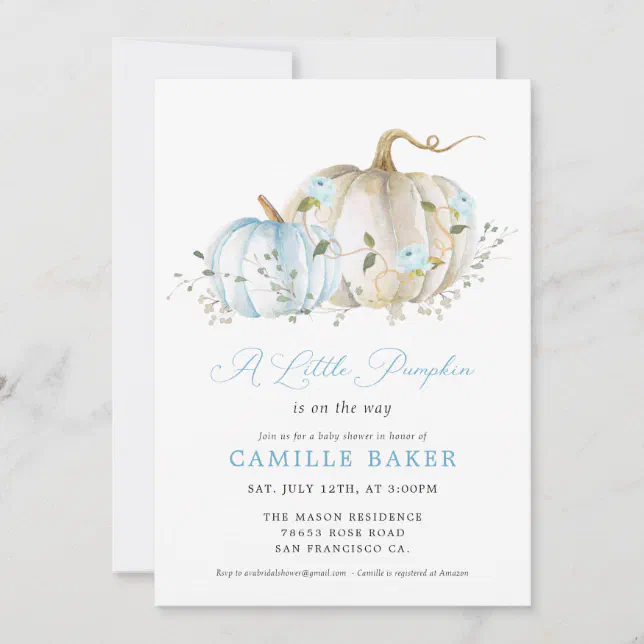 Fall Pumpkin Boy Baby Shower Invitation | Zazzle