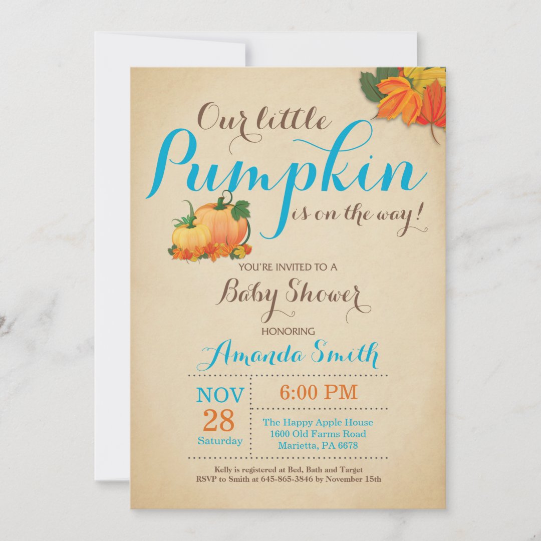 Fall Pumpkin Boy Baby Shower Invitation | Zazzle