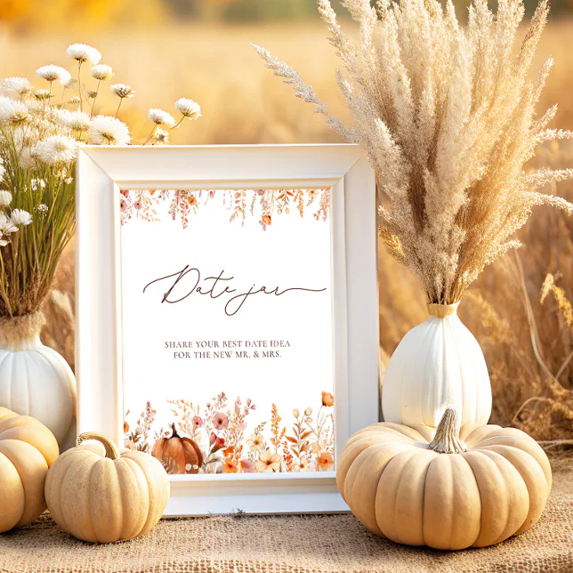 Fall Pumpkin Bridal Date Night Ideas Date Jar Poster | Zazzle