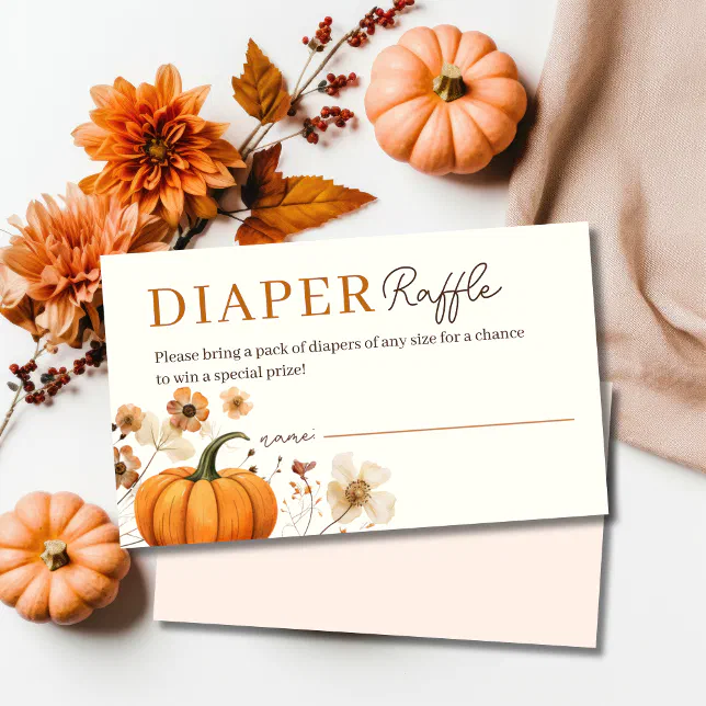 Fall Pumpkin Diaper Raffle Enclosure Card | Zazzle
