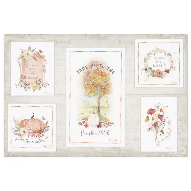 Fall Pumpkin Floral Autumn Tree Leaves Decoupage Tissue Paper | Zazzle