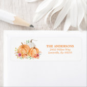 Fall Pumpkin Floral Watercolor Return Address Label | Zazzle