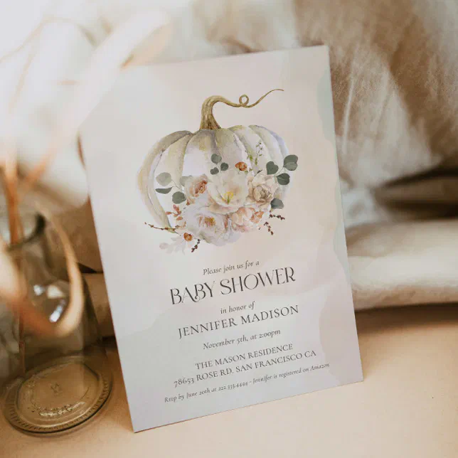 Fall Pumpkin Gender Neutral Baby Shower Invitation | Zazzle