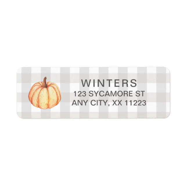 Fall Pumpkin Gingham, country autumn Label | Zazzle