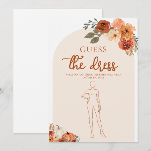 Fall Pumpkin Guess The Dress Bridal Shower Game Invitation | Zazzle