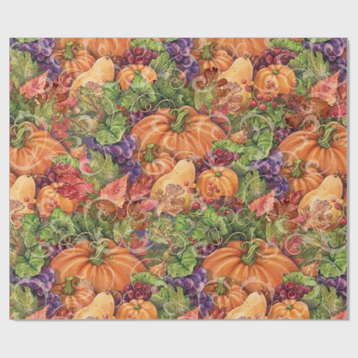 Fall Pumpkin Harvest Wrapping Paper Gift Wrap | Zazzle