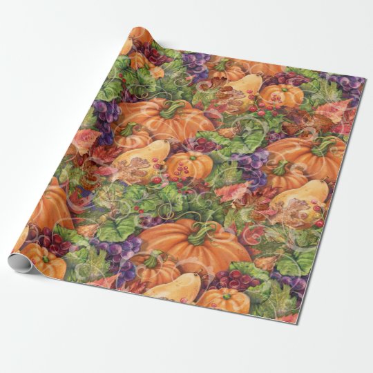 Fall Pumpkin Harvest Wrapping Paper Gift Wrap | Zazzle.com