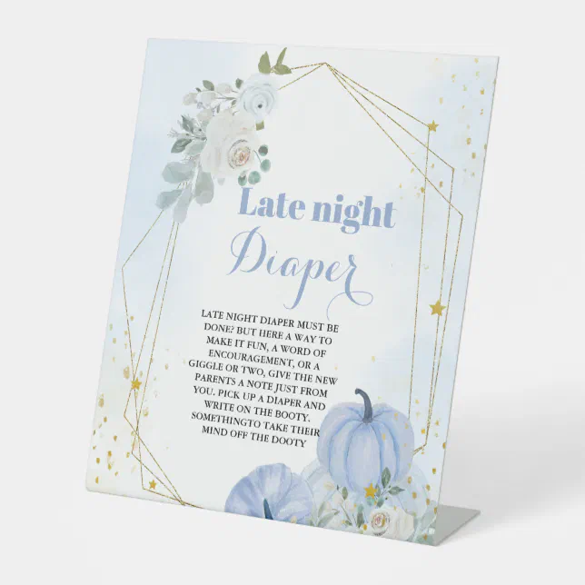 Fall Pumpkin late night diaper baby shower sign | Zazzle