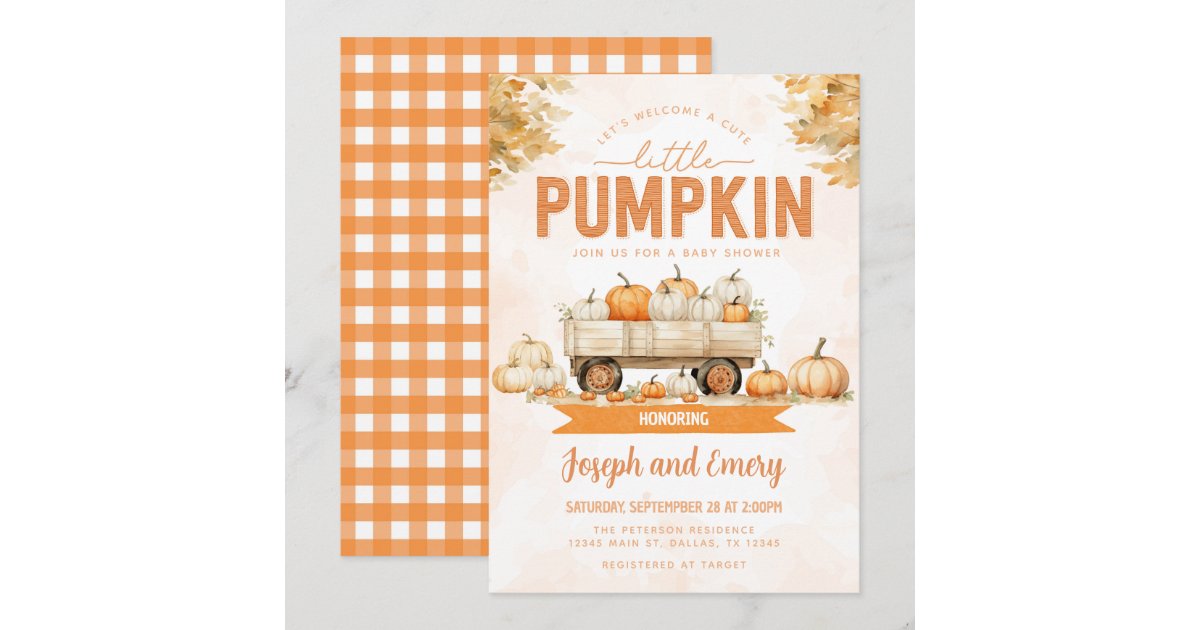 Fall Pumpkin Patch Baby Shower Invitation | Zazzle