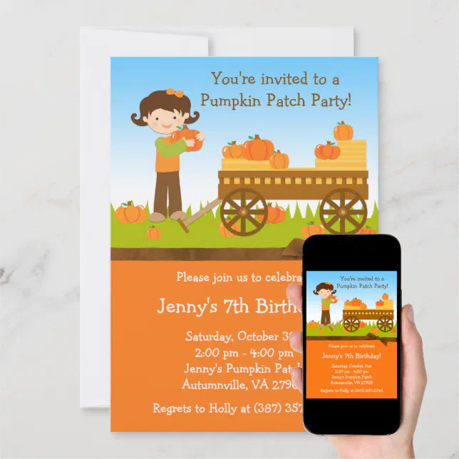 Fall Pumpkin Patch Birthday Party Invitation | Zazzle