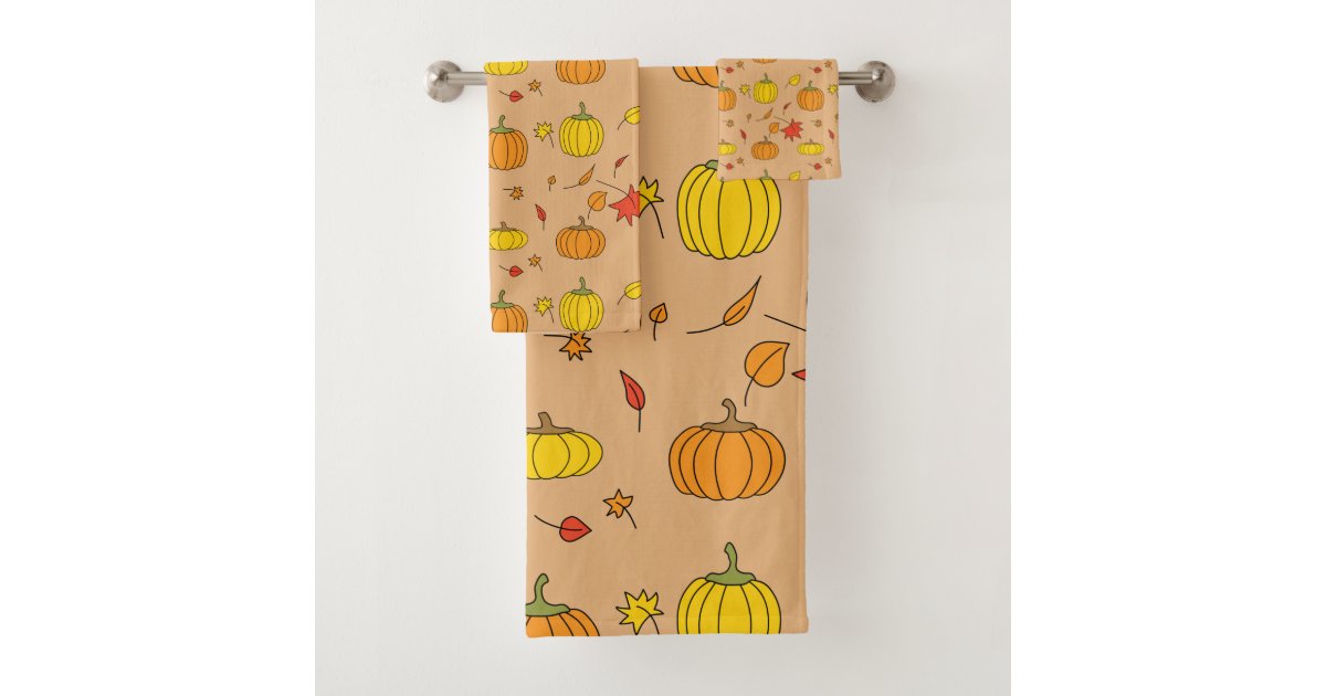 Fall Pumpkin Pattern Bath Towel Set | Zazzle