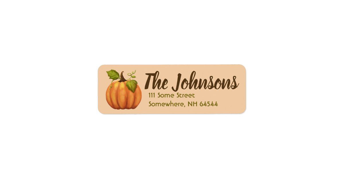 Fall Pumpkin Return Address Labels Autumn | Zazzle