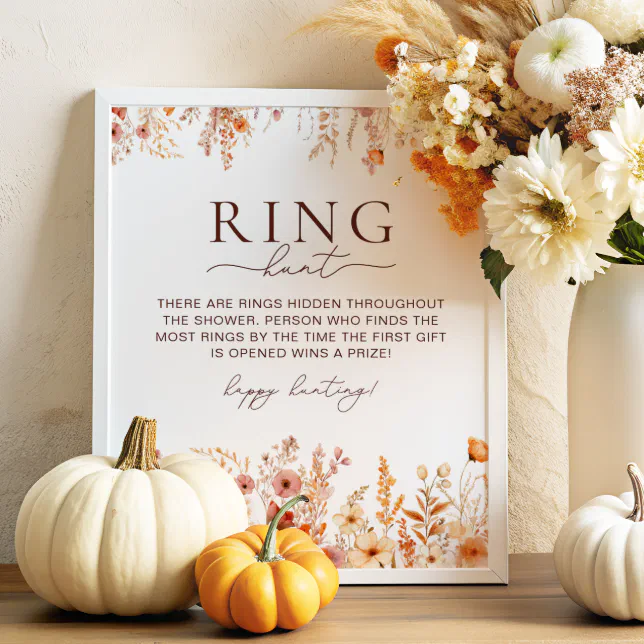 Fall Pumpkin Ring Hunt Bridal Shower Game Poster | Zazzle