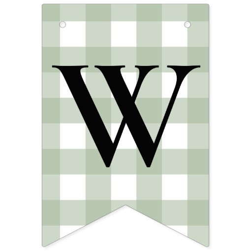 Fall Pumpkin Sage Green Gingham Baby Shower Bunting Flags | Zazzle