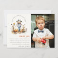 Fall Pumpkin Scarecrow Harvest Kids Photo Birthday Thank You Card | Zazzle