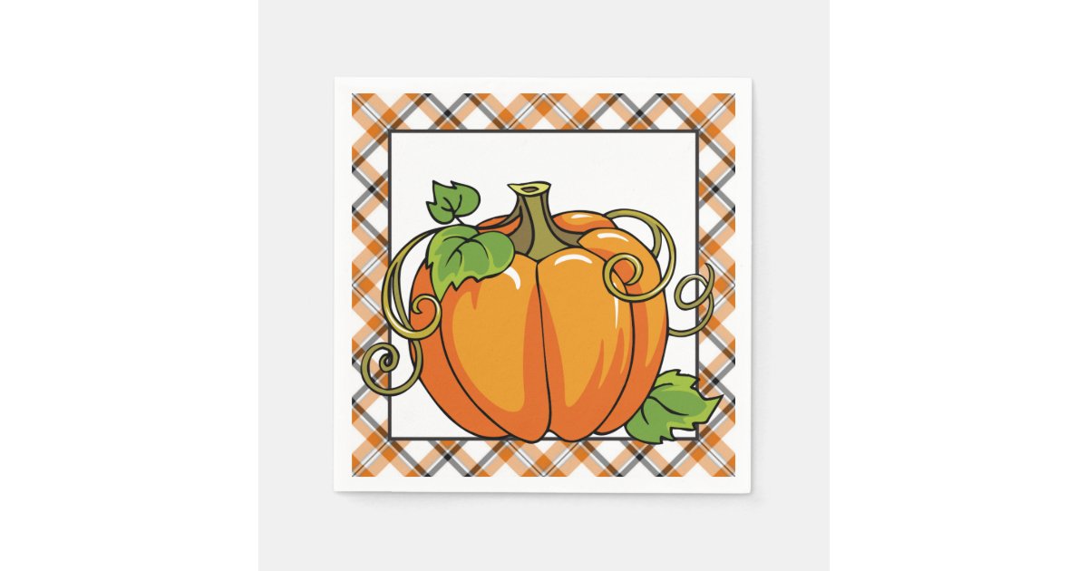 Fall Pumpkin seasonal paper napkins | Zazzle