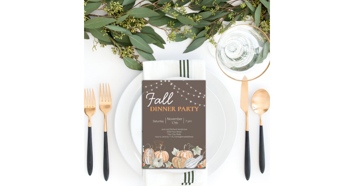 Fall Pumpkin String Light Dinner Party Invitation | Zazzle